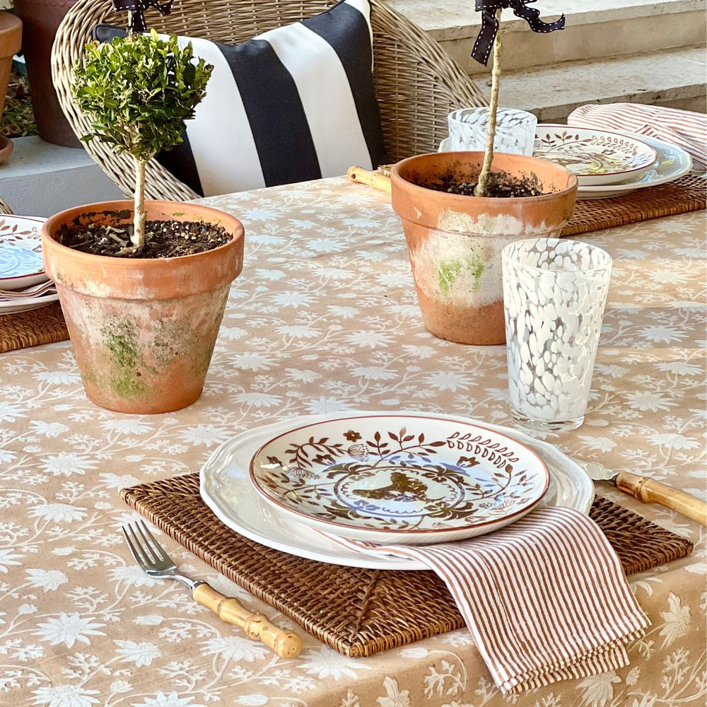 Light brown neutral tablecloth- Flannel flower - Decor Mantra