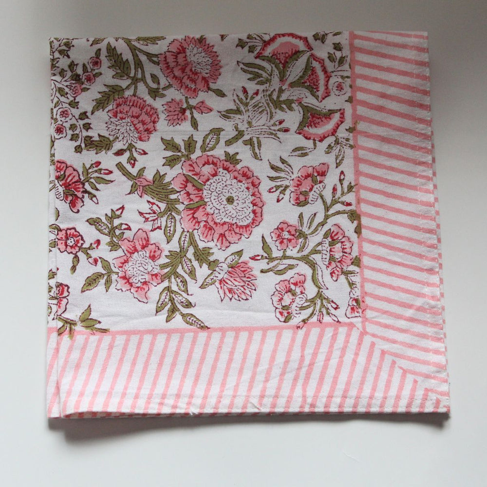 Pink floral table napkins-set of 4 - Decor Mantra