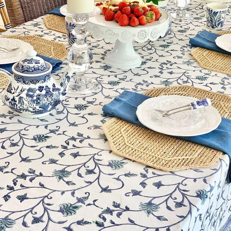 Square Table cover- 150cm, 180cm and 220cm block printed - Decor Mantra