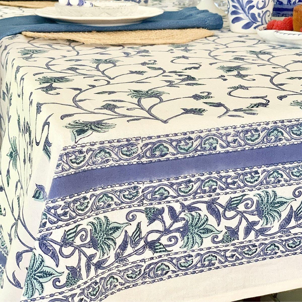 Square Table cover- 150cm, 180cm and 220cm block printed - Decor Mantra